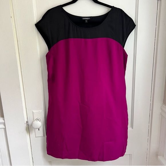 Express | Dresses | Expresscolorblockmini Dress Pink And Black M | Poshmark